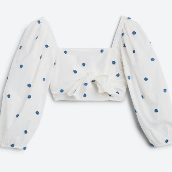 FARM Rio | Tops | Farm Rio Blue Flowers Crop Top | Poshmark